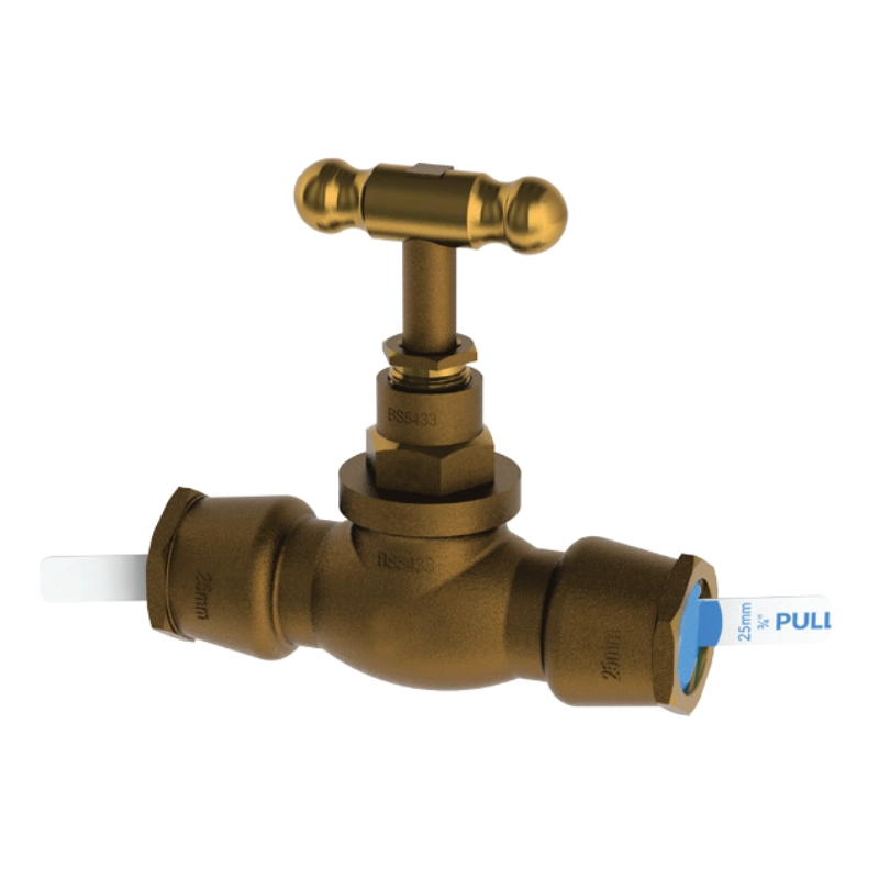 Stopcock with crutch head, double pushfit ends - A1 Jordan | Water Fittings